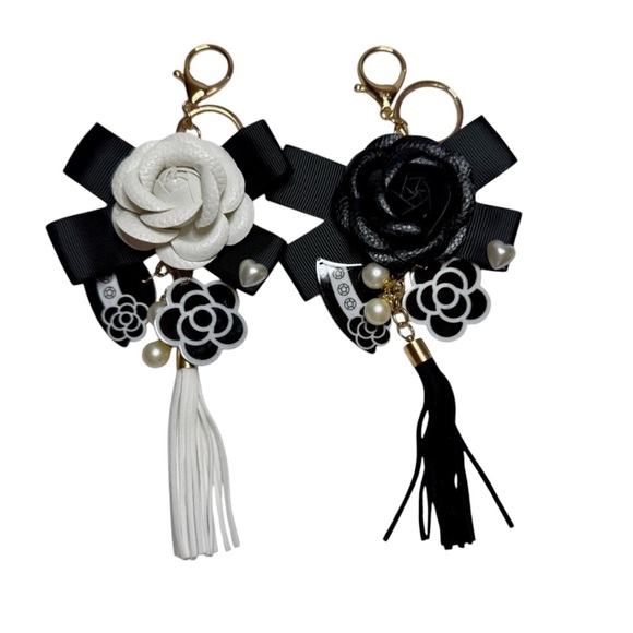 Accessories | Beautiful Black Camille Flower Bag Charm Key Ring Luxury ...